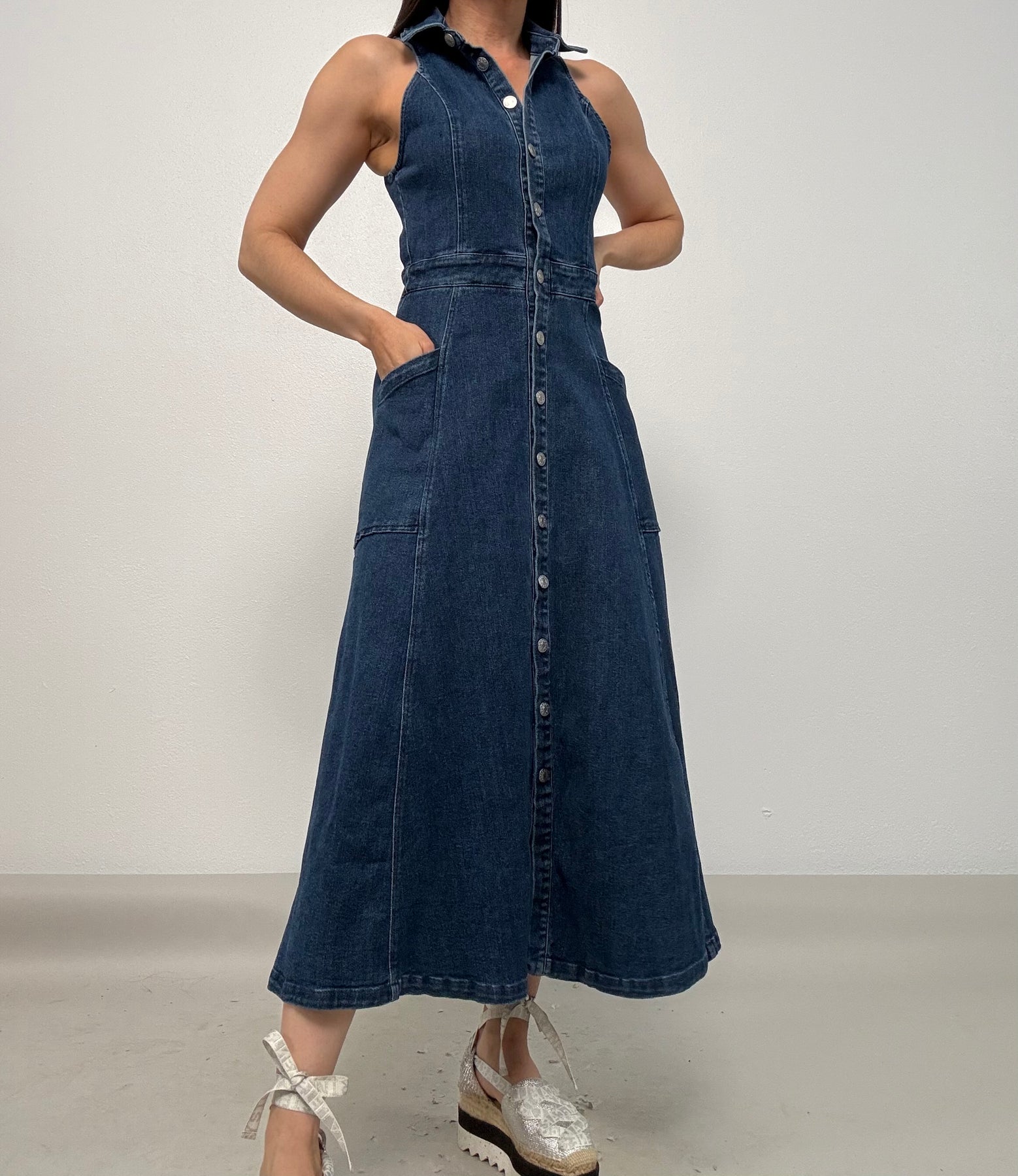 Paola Denim Midi Dress – Runway Skirts